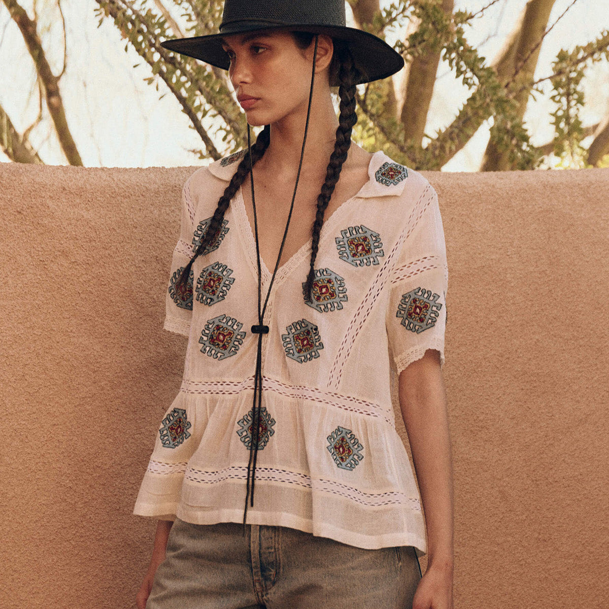 The Santa Fe Top with Folklore Embroidery. – Mercantile Portland