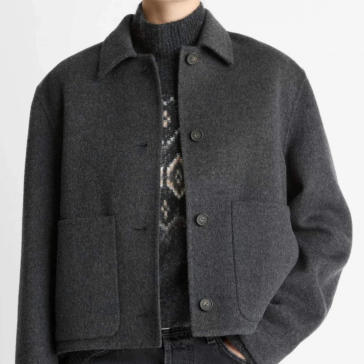 Wool & Cashmere Short Jacket in Charcoal – Mercantile Portland